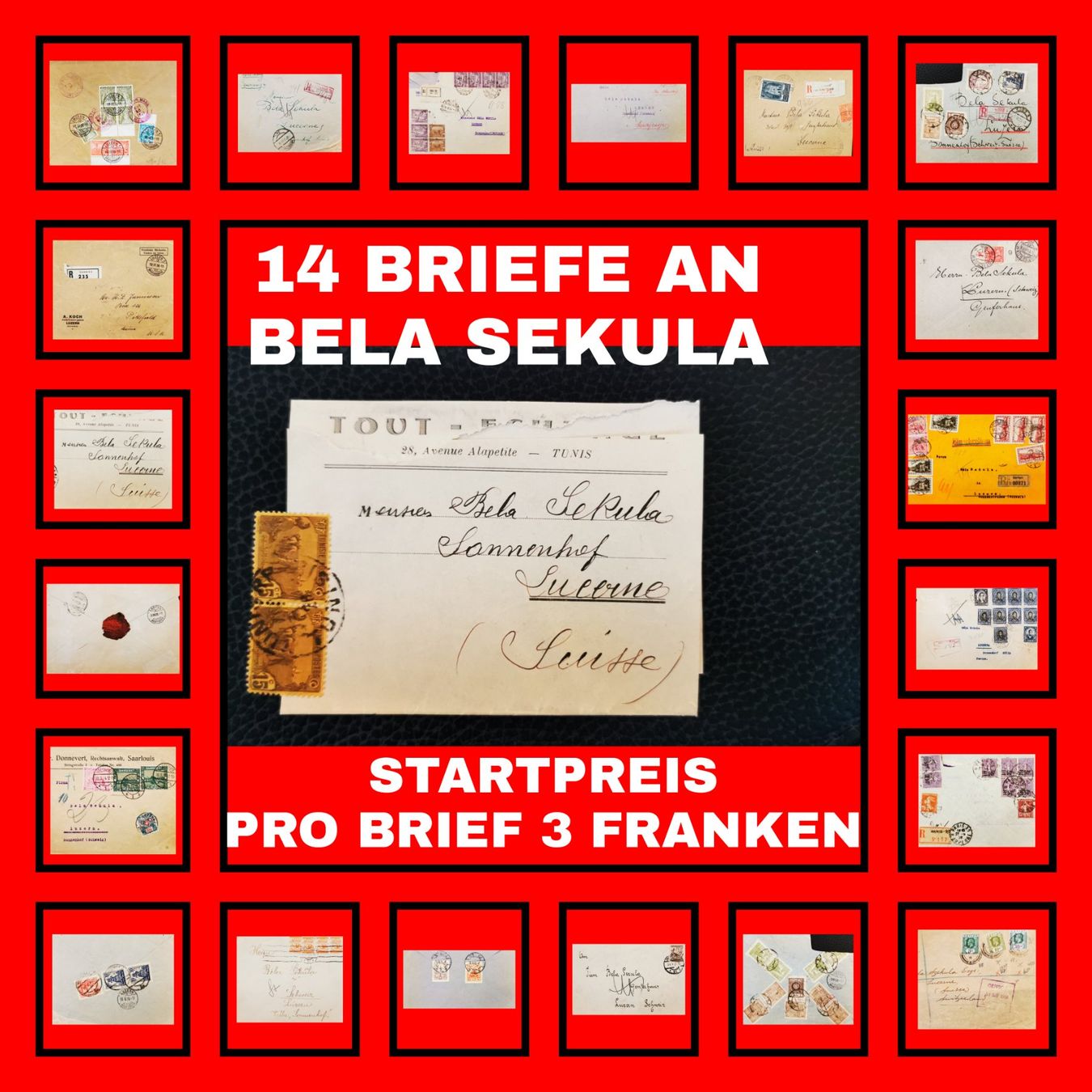 14 BRIEFE AN BELA SEKULA ab 1916 diverse Länder nach LUZERN (Gebraucht ...