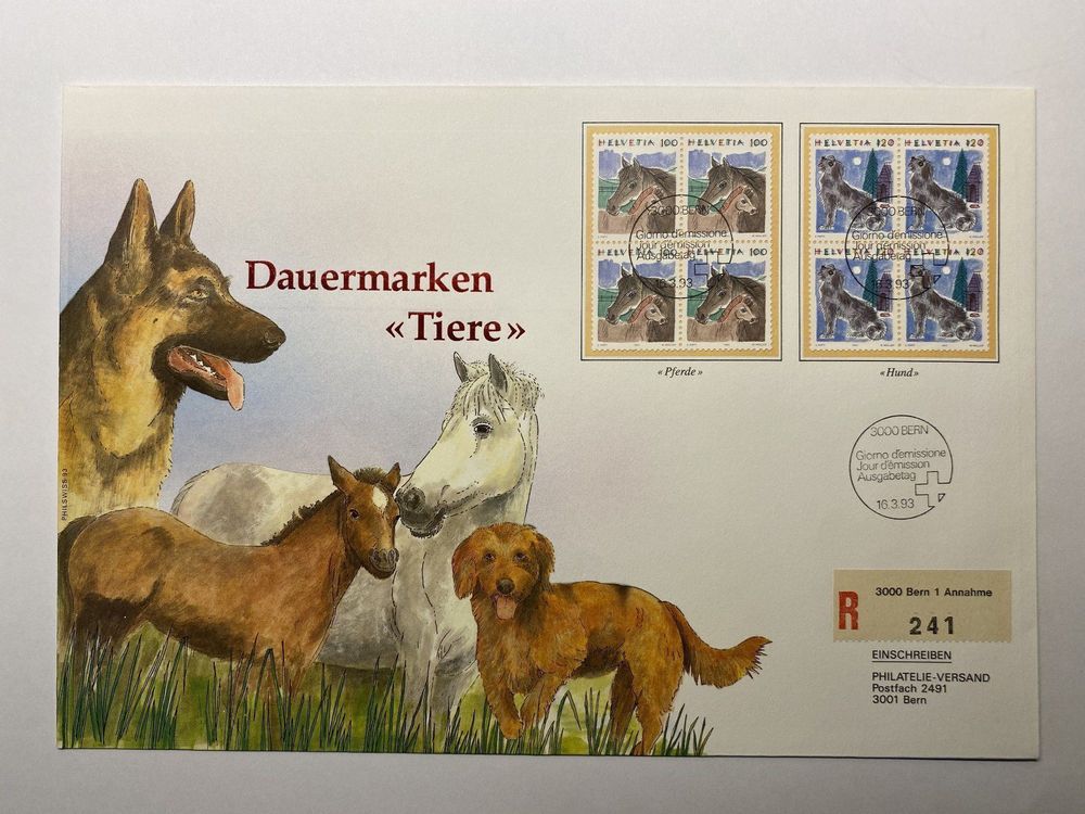 FDC Grossbrief Dauermarken Tiere 1993 ET (Neu (gemäss Beschreibung)) in Kirchenthurnen für CHF 3 ...