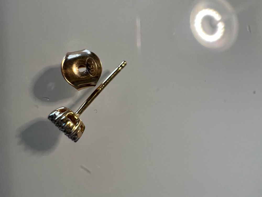 Schöne Ohrenstecker Gelbgold 750 mit Steinen (Neu (gemäss Beschreibung ...