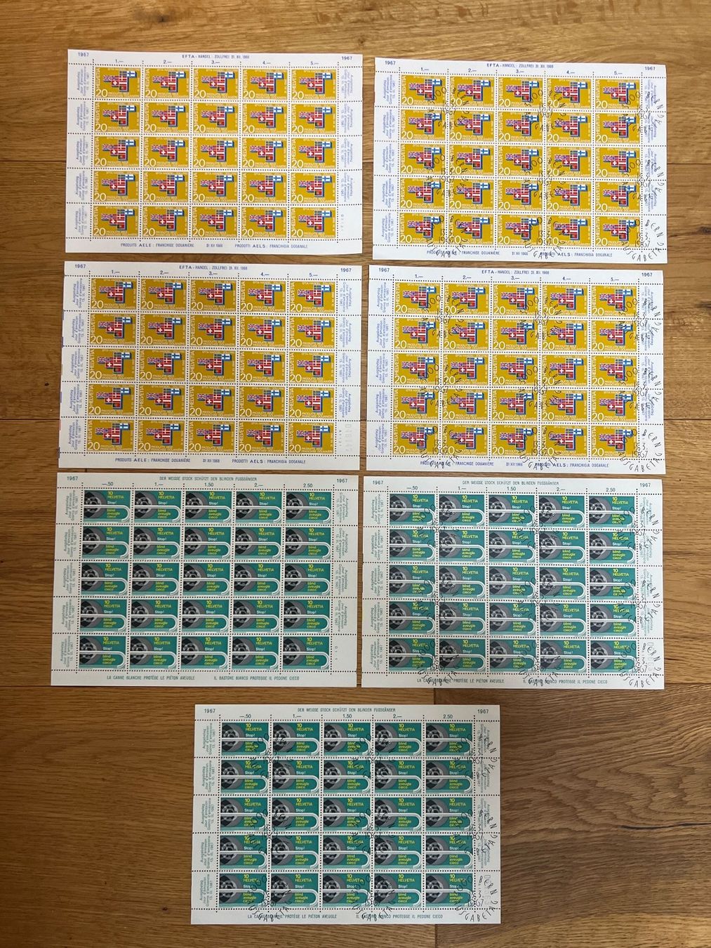 Helvetia, 1967, 3 Bögen postf, 4 Bögen gest., FW Fr. 12.50 (Gebraucht ...