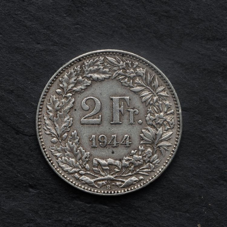Silbermünze 2 Franken 1944, CH-Münze, Helvetia (Gebraucht) in Eggenwil für CHF 7 – mit Lieferung ...