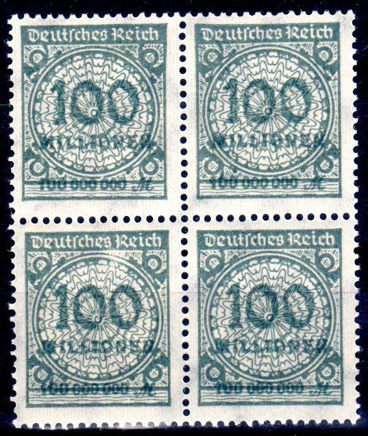 DEUTSCHES REICH INFLATIONSMARKEN 4ERBLOCK **POSTFRISCH**BU58 (Neu (gemäss Beschreibung)) in ...