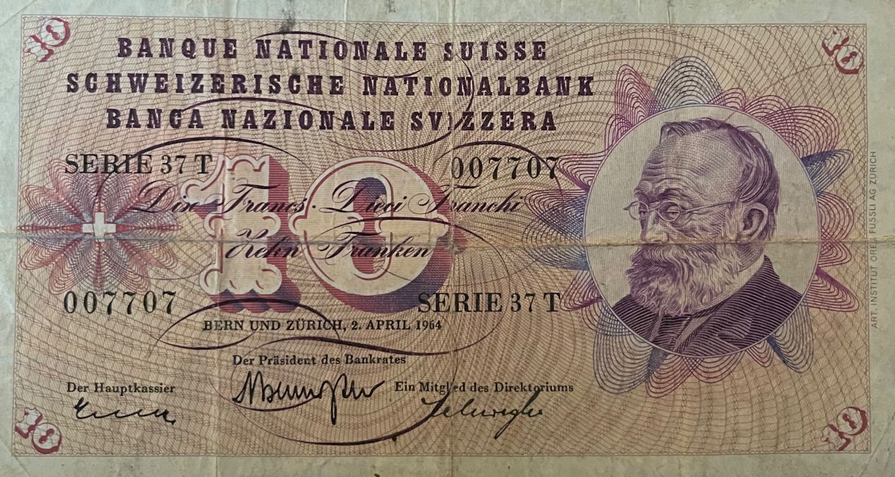 Sammlerstück: 10-Franken-Note, 1964, Top Zustand! (Gebraucht) in Bern ...