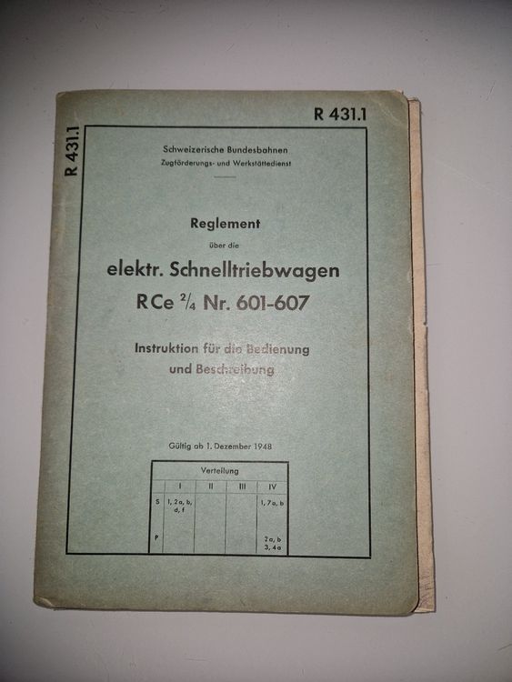 SBB Reglement R 431.1 für Ce 2/4 roter Pfeil inkl. Schemas (Gebraucht ...