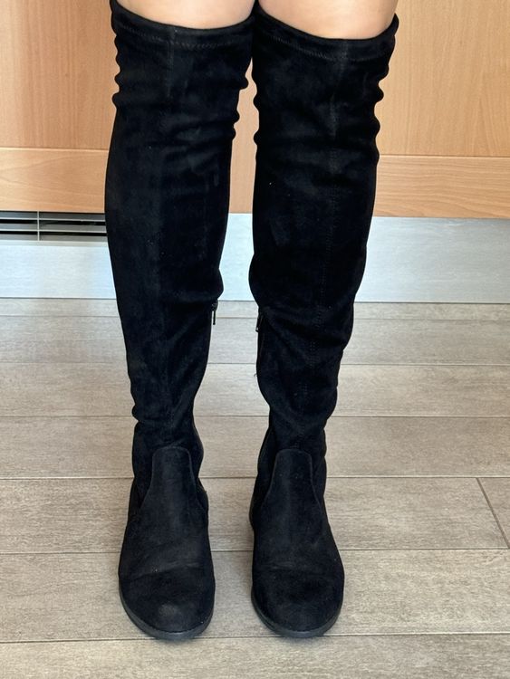 Bottes hautes noires style daim - T. 39 | Kaufen auf Ricardo
