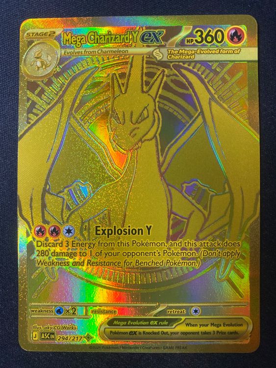 Mega Charizard Y ex 294 Gold - Glurak - Ascended Heroes - EN (Neu ...