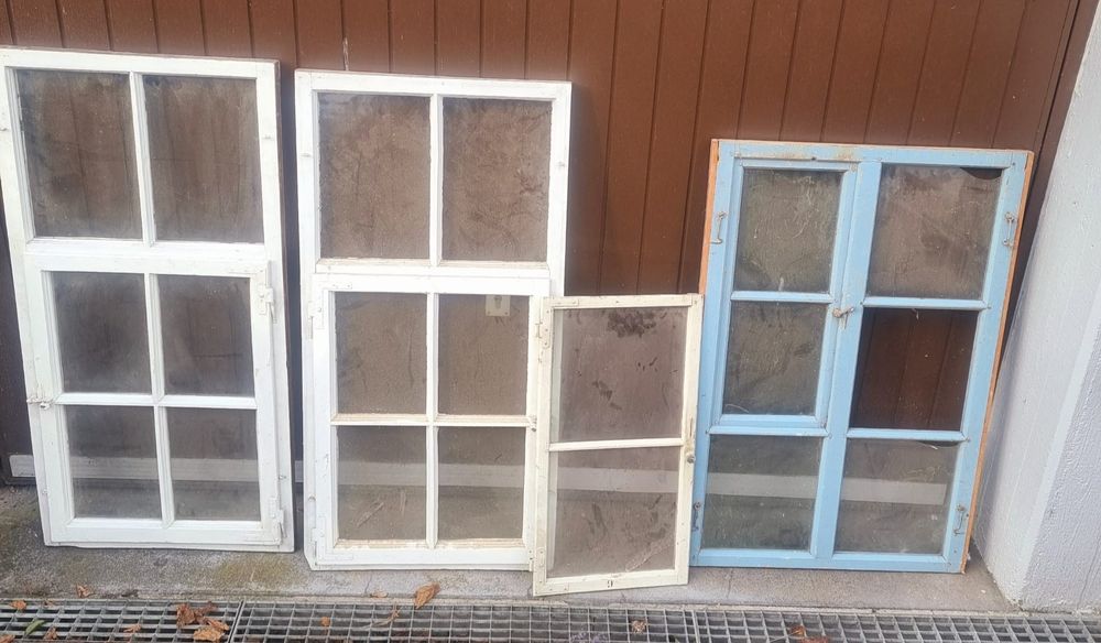 4 Stk alte Fenster Sprossenfenster Holzfenster Vintage Shabb | Kaufen ...