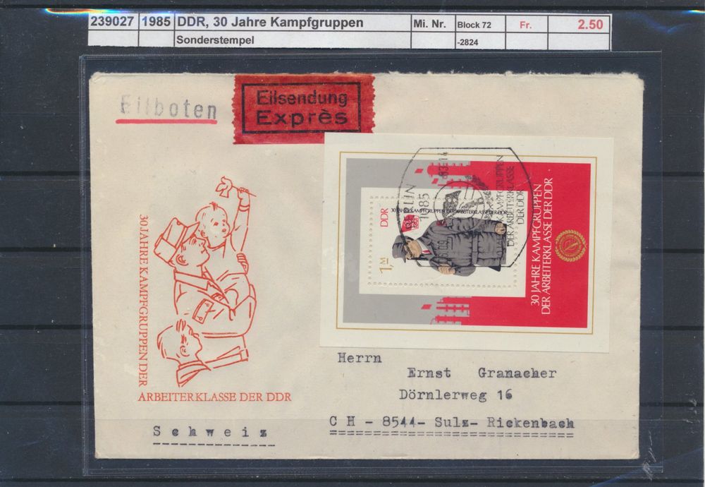 1985 DDR, 30 Jahre Kampfgruppen - Sonderstempel (Gebraucht) in ...