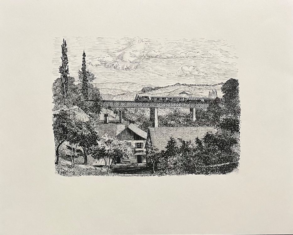 E. Verling Eisenbahn Scene Tus Zeichnung | Kaufen auf Ricardo