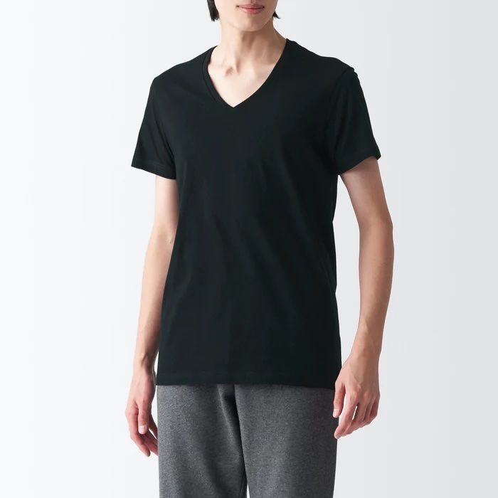 Muji V Neck Crew T-Shirt in schwarz Grösse S | Kaufen auf Ricardo