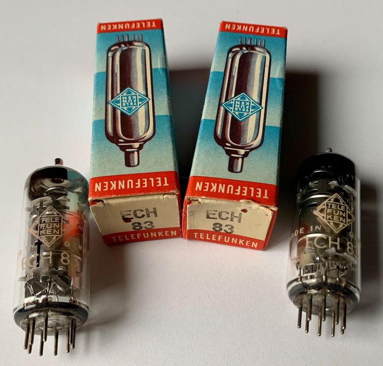 2 Röhren/Radioröhren ECH83 /6DS8 (Triode-Heptode),Telefunken (Neu ...