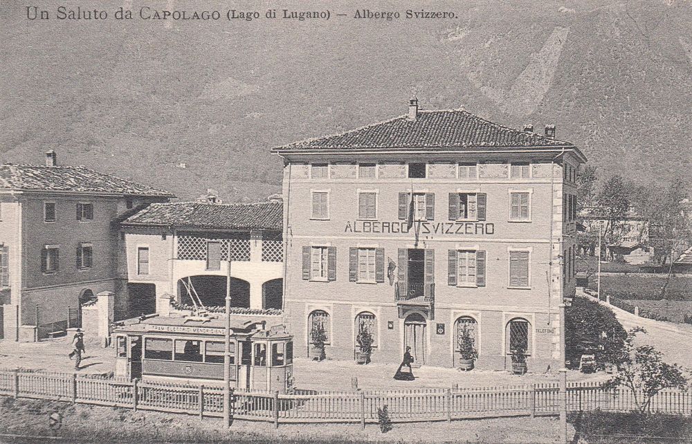 AK Capolago Albergo Svizzero con Tram 1913 (Gebraucht) in Riva San ...