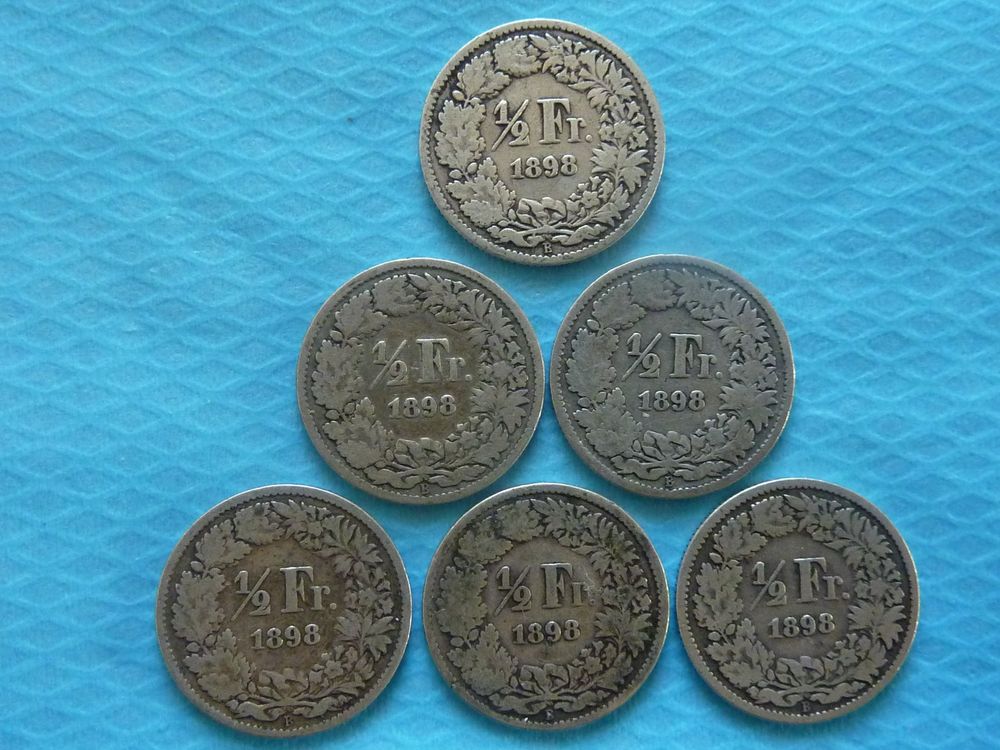 6 x Alte 50 Rappen 1898 | Kaufen auf Ricardo