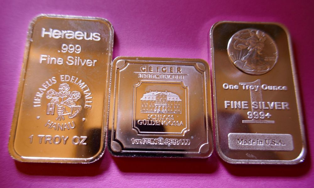 3 x 1 oz Silberbarren 999 diverse ab Fr. 1. | Kaufen auf Ricardo