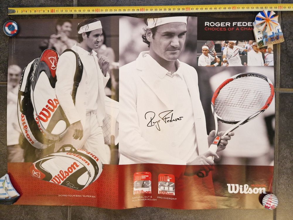 Roger Federer, Original Autogramm auf Poster von Wilson (Gebraucht) in ...