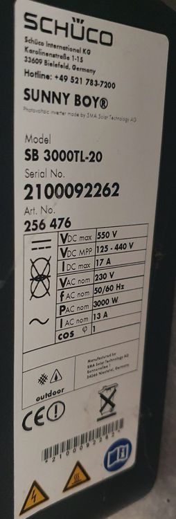 Wechselrichter Schüco 3000 TL-20 und Schüco Sunny Boy 2500 | Kaufen auf Ricardo