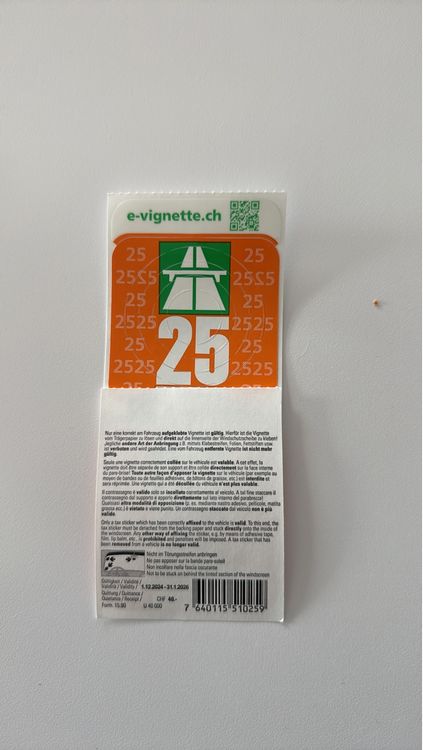 Autobahnvignette 2025 (Neu und originalverpackt) in Döttingen für CHF 35 – nur Abholung auf ...