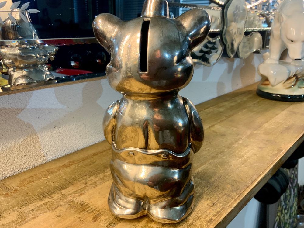 VINTAGE SPARDOSE FIGUR ENGLAND METALL VERSILBERT, H-17 CM | Kaufen auf Ricardo