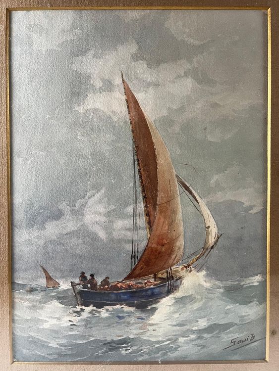 Segelboote auf dem Meer Sehr Alte Aquarell Signiert. (Gebraucht) in Neuhausen am Rheinfall für ...