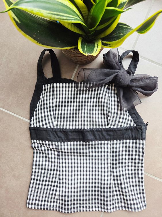 Vichy-Top mit Schleife Retro🖤🎀Top à Carreaux Nœud (Neu (gemäss ...