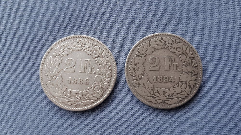 2 x 2 Franken Silbermünzen 1886 und 1894 ab nur 1 Franken !! (Gebraucht) in Camignolo für CHF 13 ...