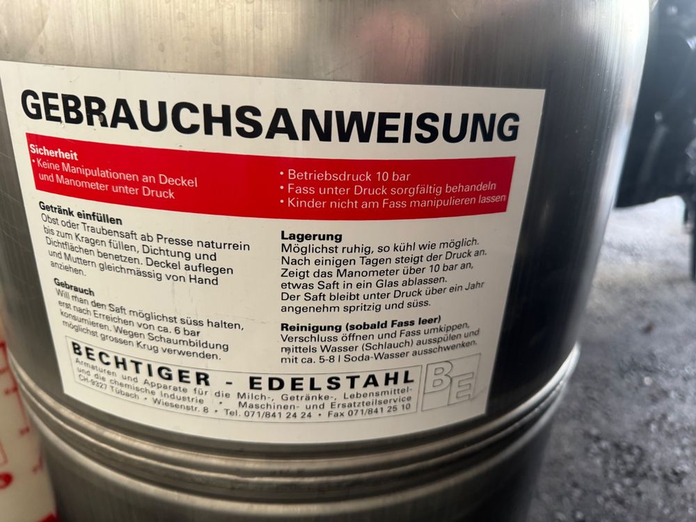 Gärtank Ca.50 Liter Chromstahl/ Mischtank/Wassertank (Gebraucht) in ...