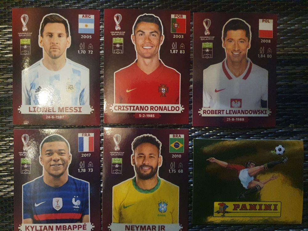 Panini WM 2022 Messi Ronaldo Lewandowski, Mbappe, Neymar, 00 (Neu ...