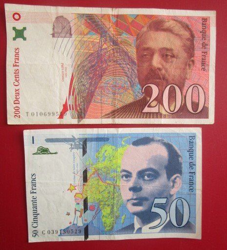 2 Französische Franc Banknoten 200 + 50 Francs 1996 + 1997 (Gebraucht ...