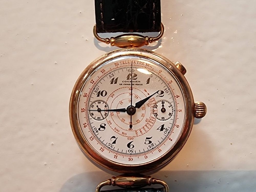 COURSIER 18 Kt Gold Handaufzug-Chrono. RARITÄT Läuft perfekt (Gebraucht ...