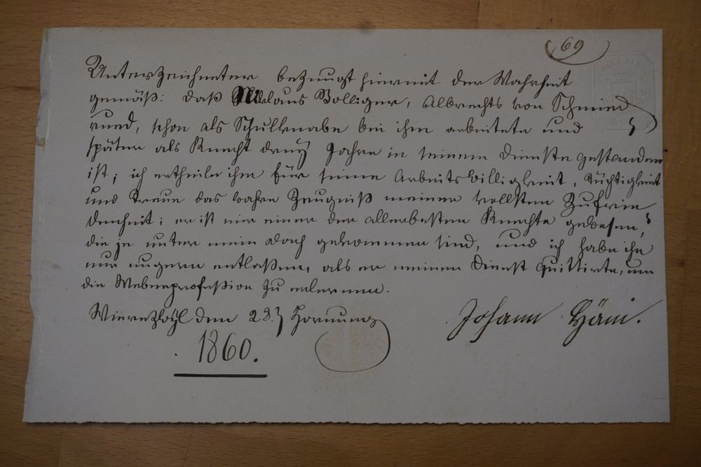 Altes Schrieftstk. von 1860 m.Kanton-Bern 10Rp.Stempel ALT!! | Kaufen ...