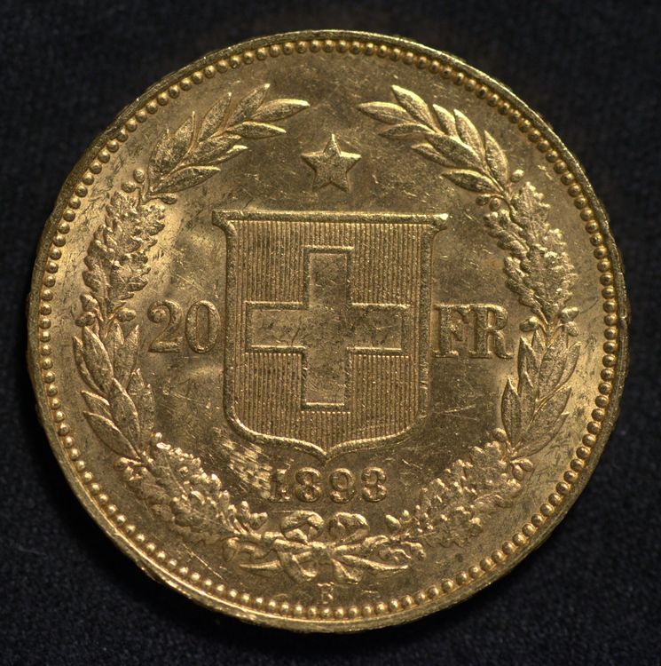 Goldvreneli: 20 Fr. (Helvetia) 1893 - RAR (Gebraucht) in Basel für CHF ...