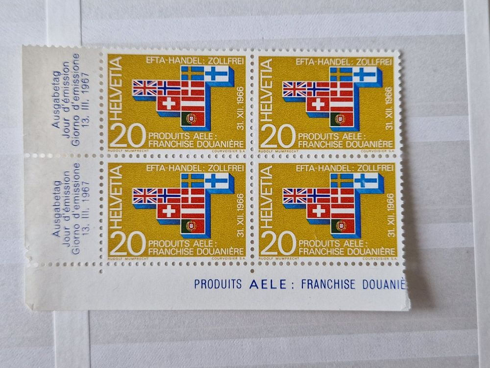 PF "Flaggen der EFTA Staaten" 4er Block postfrisch** (Neu (gemäss ...