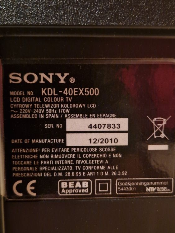 Fernseher Sony Bravia KDL-40EX500 (Gebraucht) in Alterswil FR für CHF ...