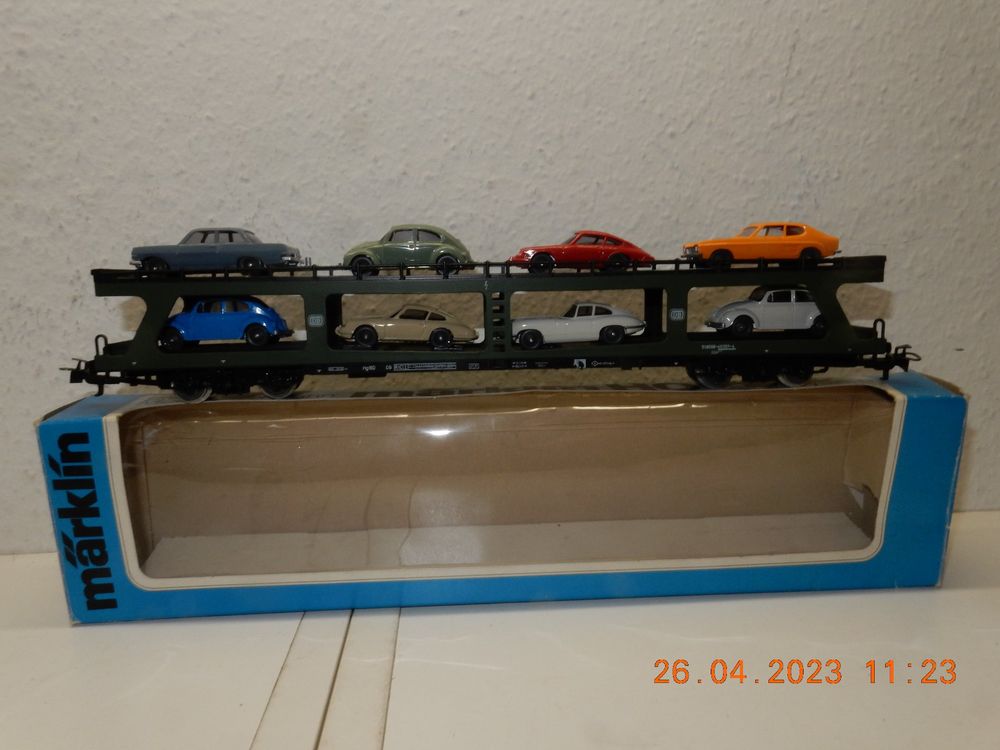 1 Autotransportwagen Märklin 4074 mit 8 Autos / OVP (Gebraucht) in ...