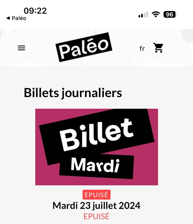 Billet Paléo adulte mardi 23 juillet 2024 (Neu und originalverpackt) in ...