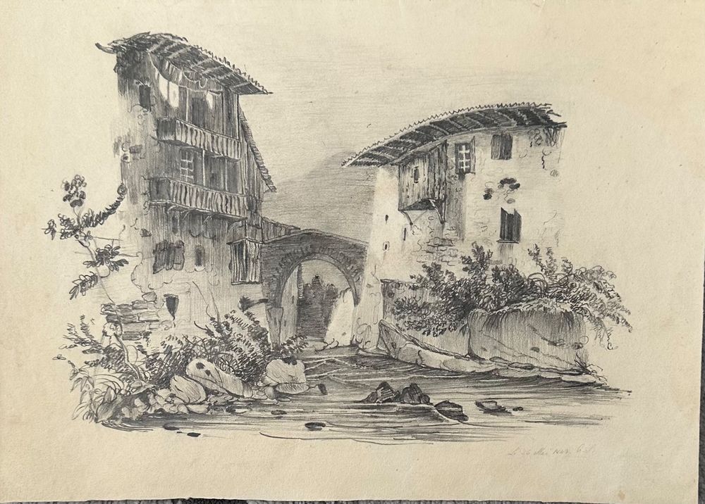 Antike Schweizer Schule Brücken Ansicht Zeichnung Unl.Signie (Gebraucht) in Root für CHF 19 ...