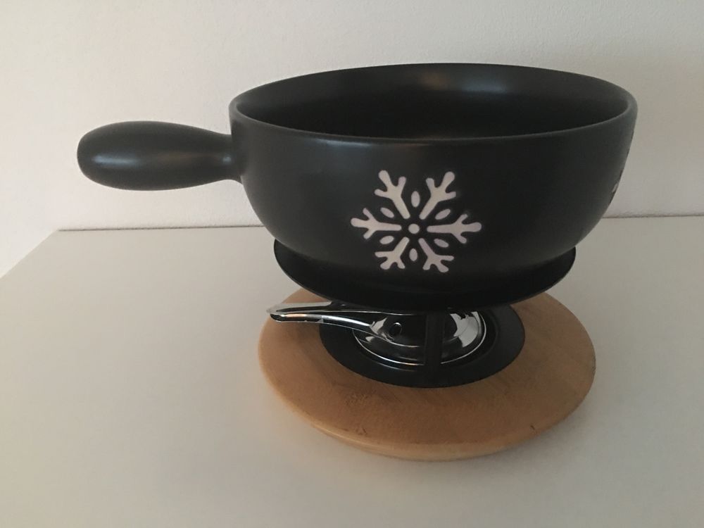 Käsefondue-Set - Caquelon 22 cm/2 l Keramik / tolles Design (Neu ...