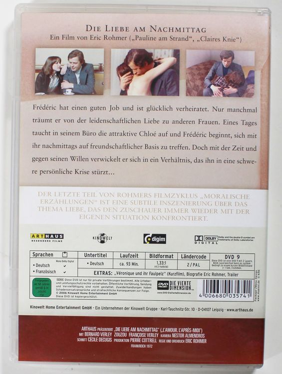 DVD DIE LIEBE AM NACHMITTAG - ARTHAUS Klassiker - RAR! (Gebraucht) in ...