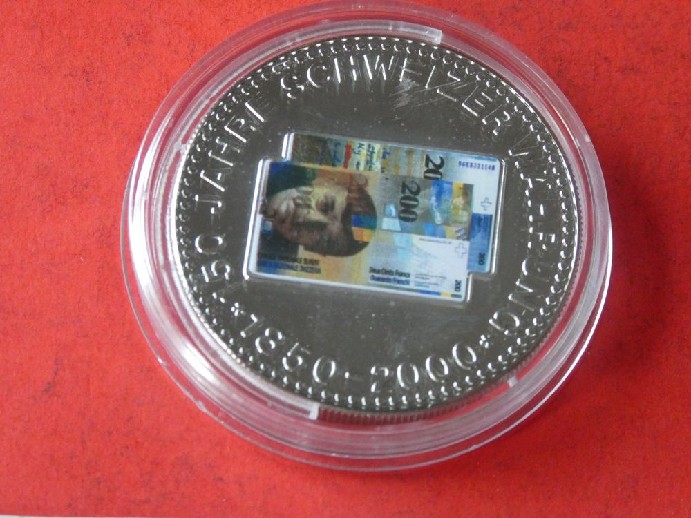 Medaille PP, 150 Jahre Schweizer Franken 200 Frankennote (Neu (gemäss Beschreibung)) in ...