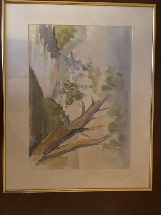 Aquarell Landschaft Baum Gemälde Vintage Bild gerahmt (Gebraucht) in Laufenburg für CHF 20 – nur ...