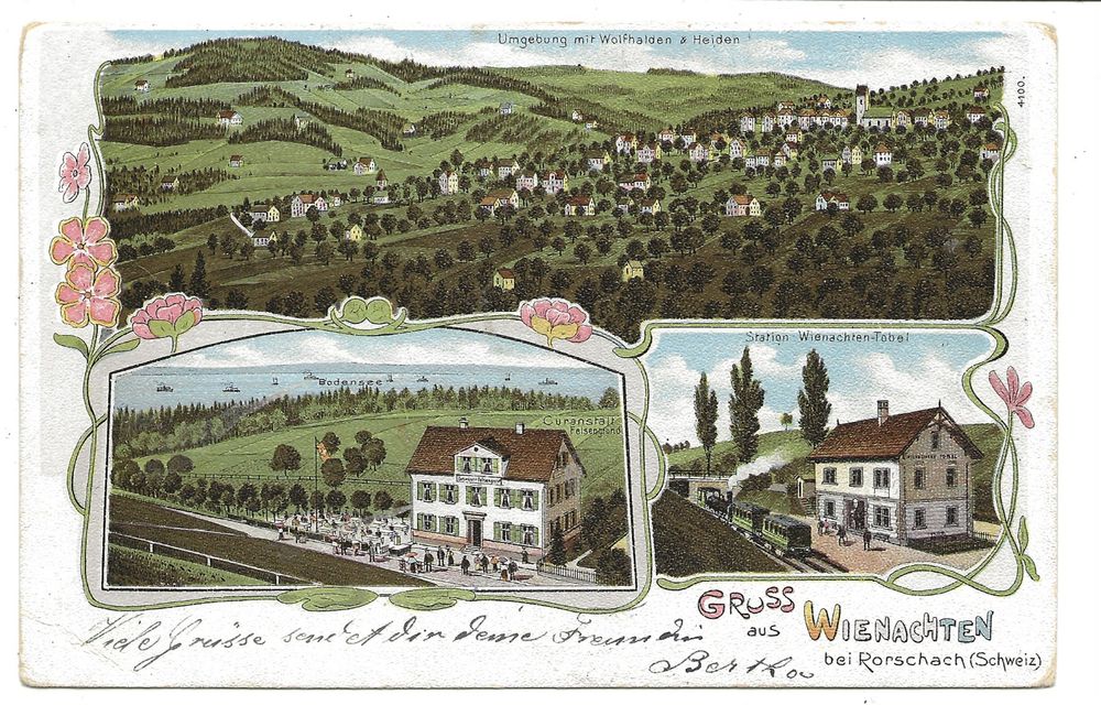 Gruss aus Wienachten ob Rorschach AR tolle Litho - Thal 1904 | Kaufen auf Ricardo