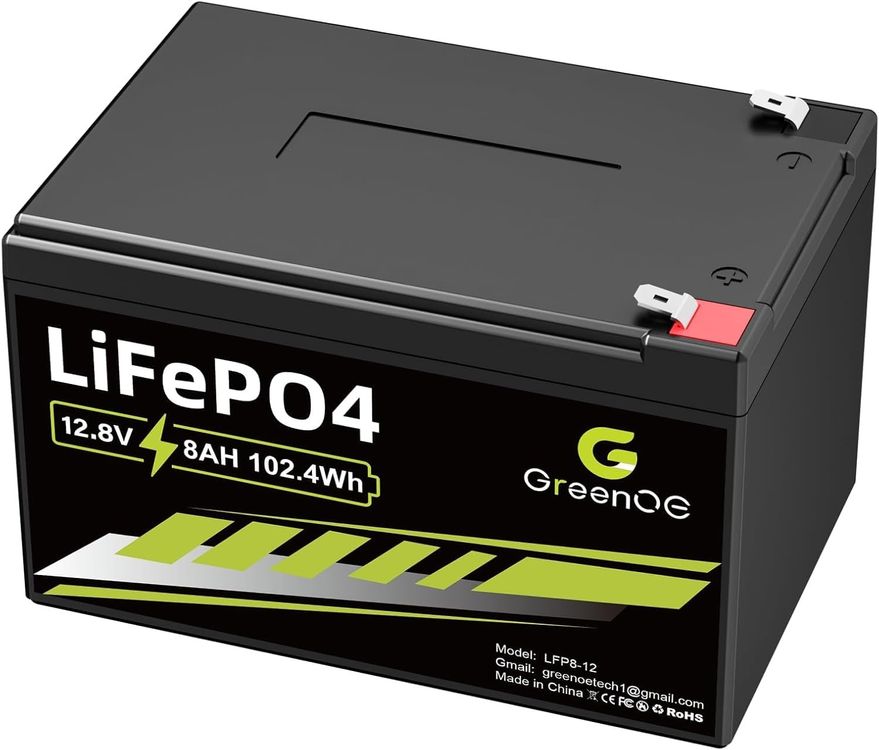12V 8Ah 102Wh LiFePO4 Batterie BMS Solar Camper Gartenhaus (Neu und ...