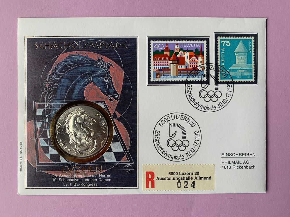 25. SCHACHOLYMPIADE LUZERN 1982 - SILBER Medaille Hans ERNI (Gebraucht) in LE LIGNON für CHF 32 ...