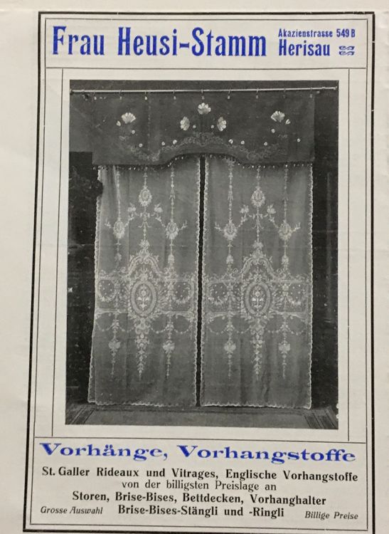 Vintage Reklame, Heusi-Stamm, Vorhänge, Herisau, 1913 (Gebraucht) in ...