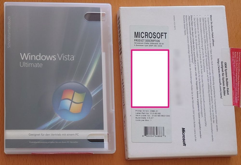 Original Windows Vista Ultimate DVD mit Key (Gebraucht) in ...