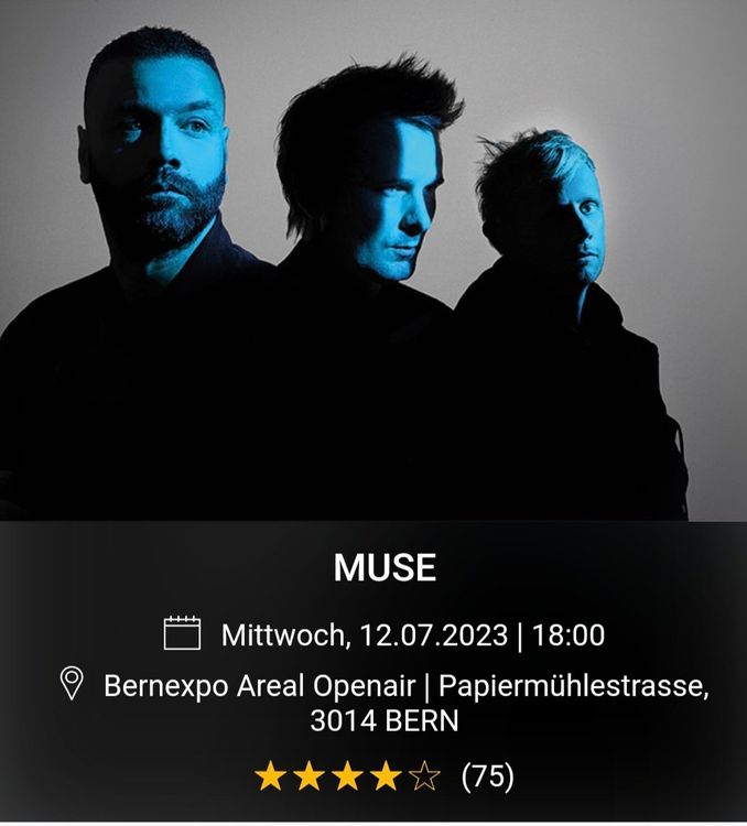 Muse Konzertticket 1 - 2 Stück (Gebraucht) in Noflen BE für CHF 65 ...