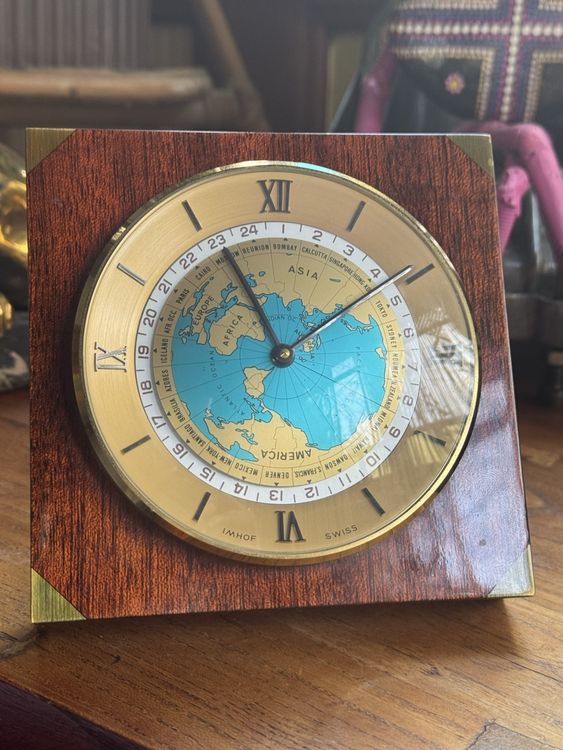Horloge de table worldtimer vintage Imhof Quartz Suisse (Gebraucht) in Genève für CHF 650 – mit ...