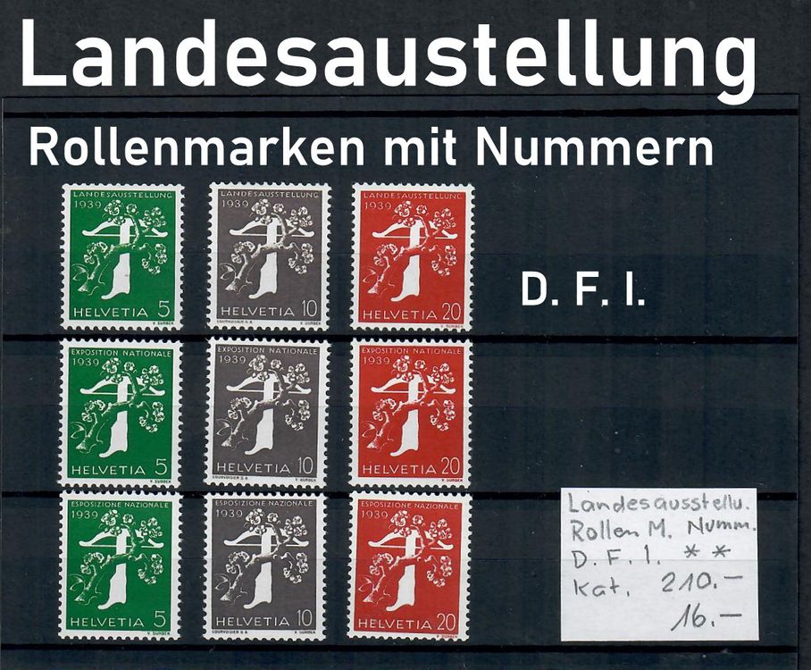 1939 Landesausstellung Marken** 3Sprachen Rollen mit Nummern (Neu und ...