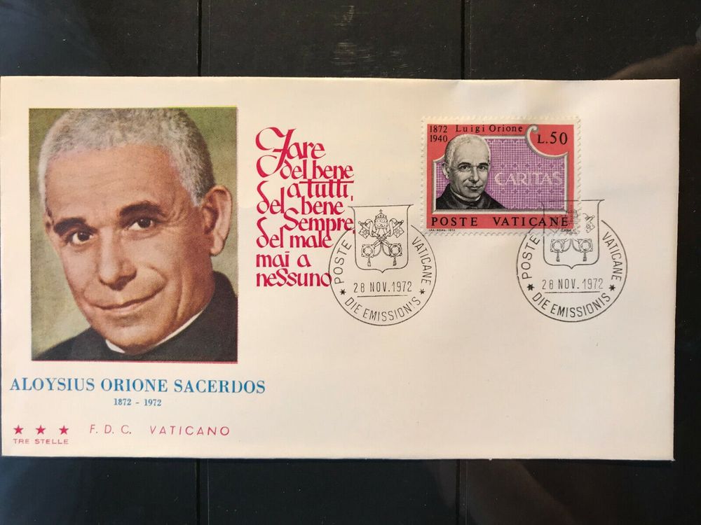 Vatikan 1972 illustrierter FDC Don Luigi Orone Ordensgründer (Neu ...