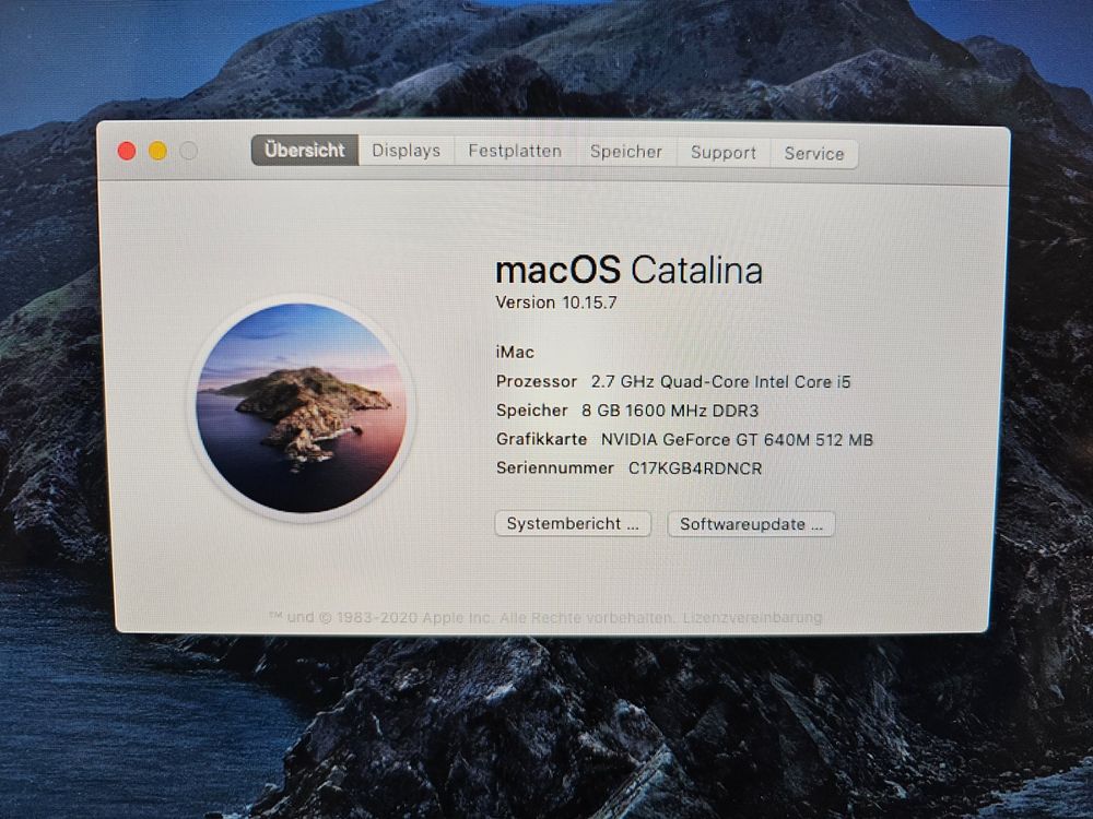 IMAC 21.5 / i5/2.7/8GB Ram/ MacOS/Catalina (Gebraucht) in Niederdorf für CHF 126 – mit Lieferung ...